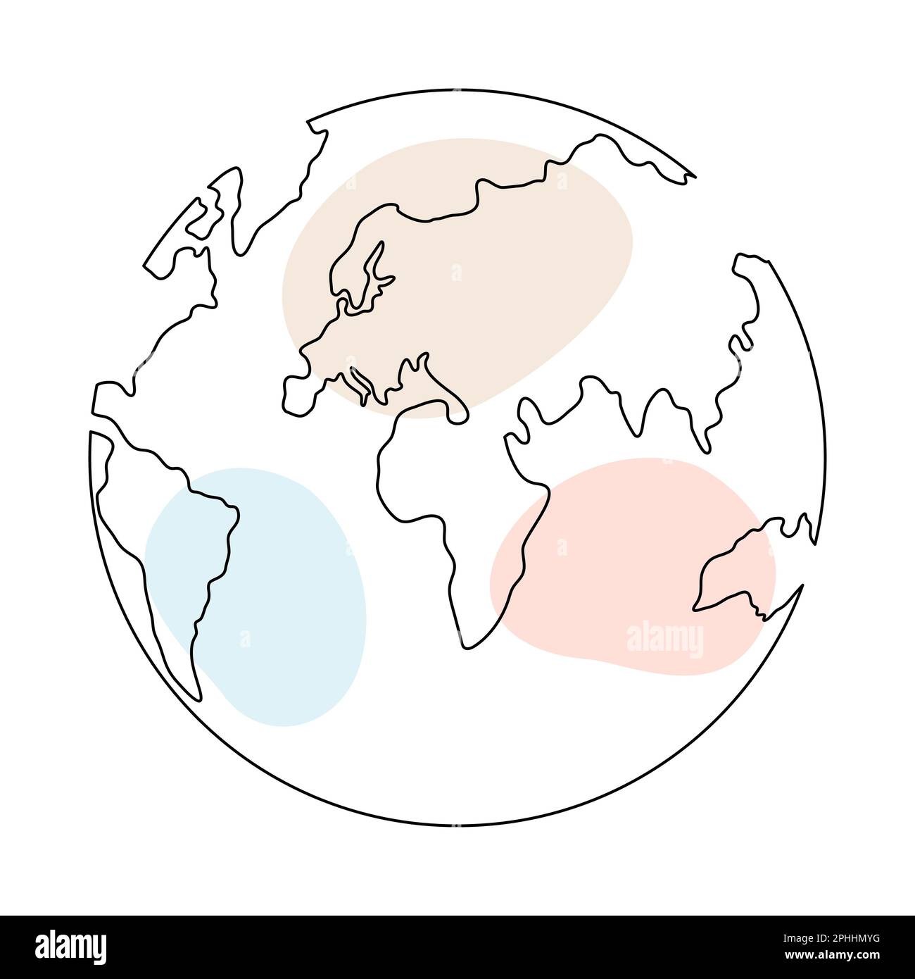 Earth globe continuous one line art. World map doodle linear drawing ... Earth globe continuous one line art. World map doodle linear drawing ...