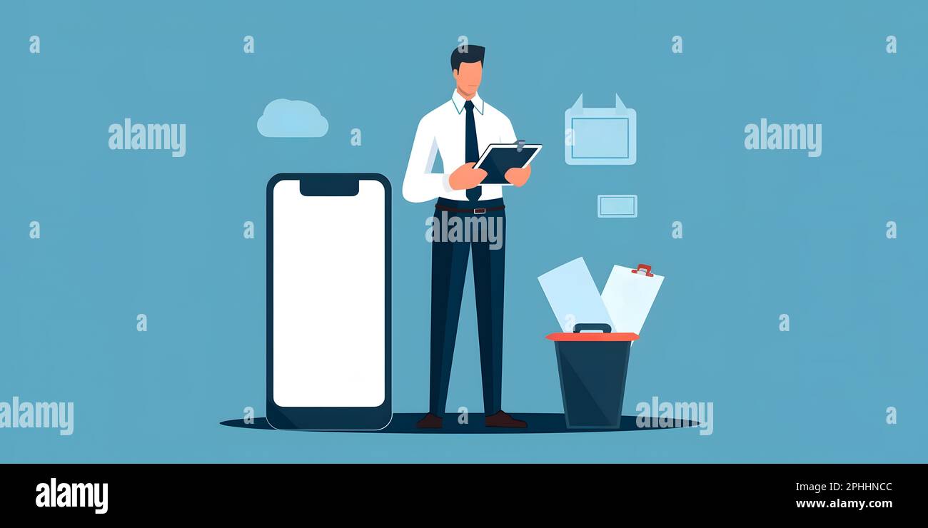 Business performance monitoring concept, businessman using smartphone ...