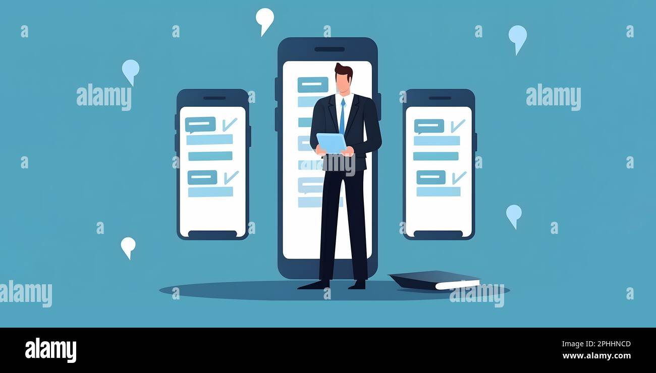 Business performance monitoring concept, businessman using smartphone ...