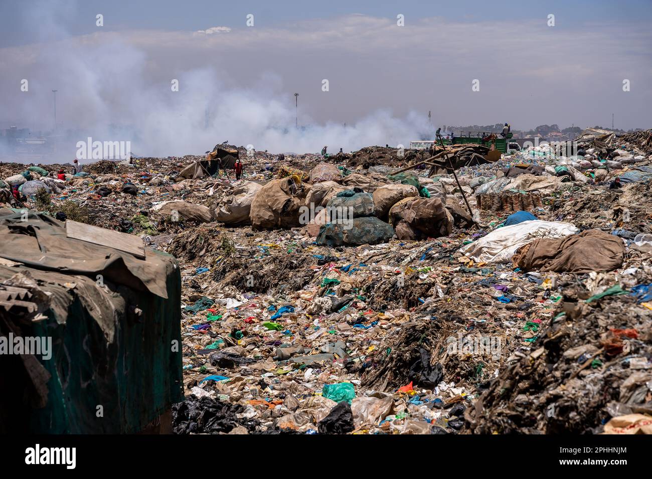 Panoramic view of Dandora dumpsite. Dandora is the biggest dumpsite in ...