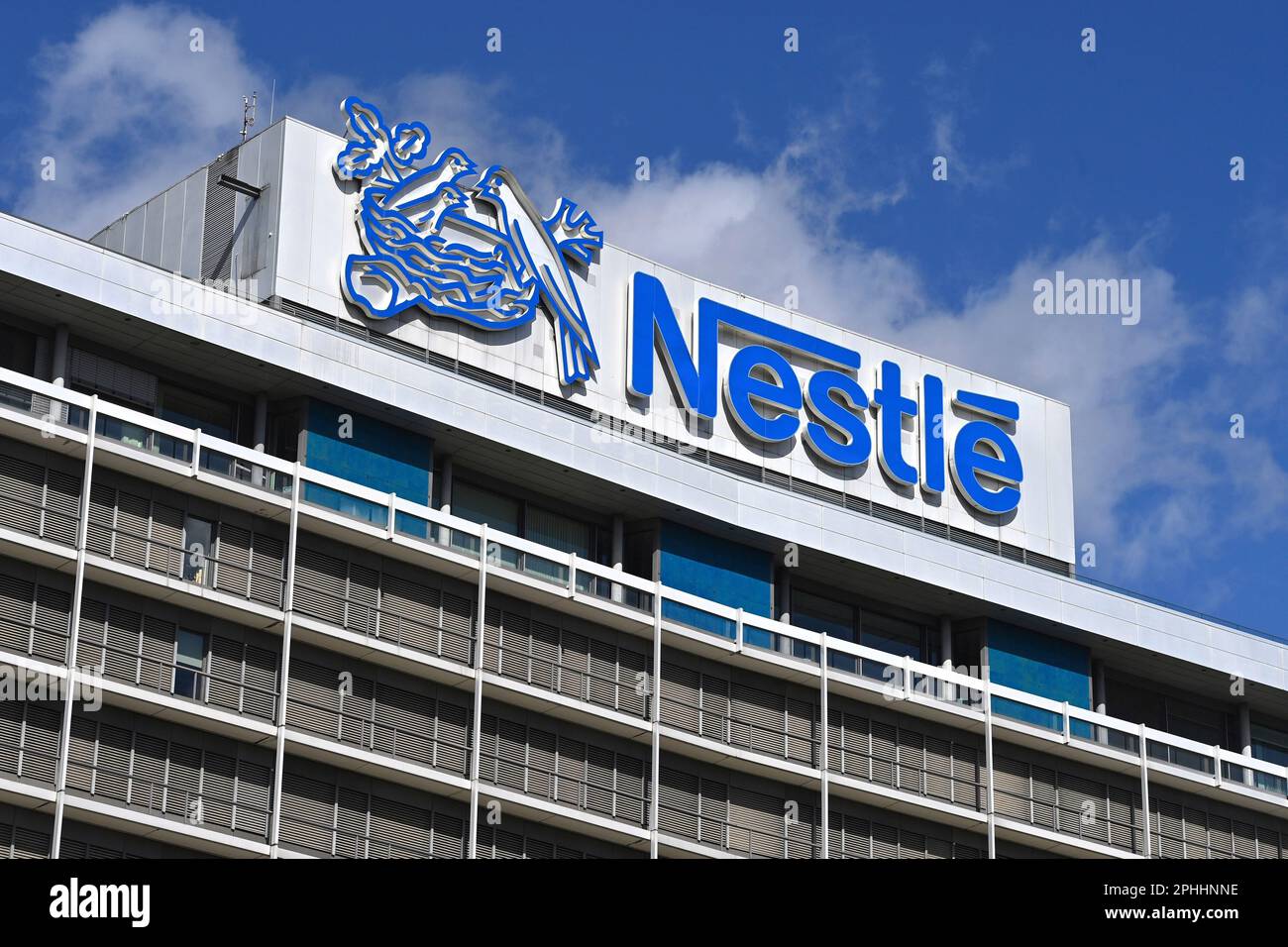 Frankfurt, Deutschland. 25th Mar, 2023. Nestle food company, logo ...
