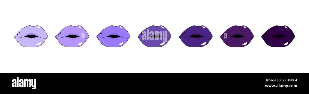Violet lips. Collection, set of symbols and associations of feminism ...
