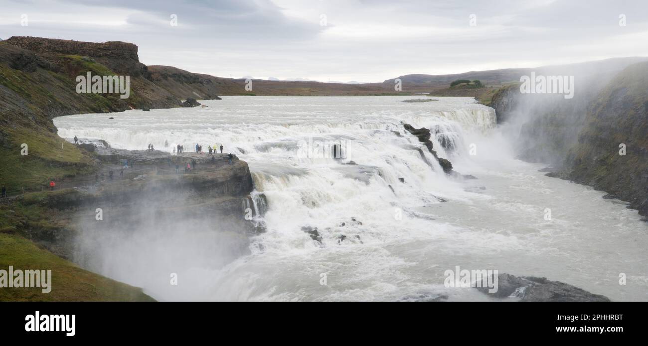 Gullfoss consists on two waterfalls with a total height of 31 meters and a depth of 70 meters ...
