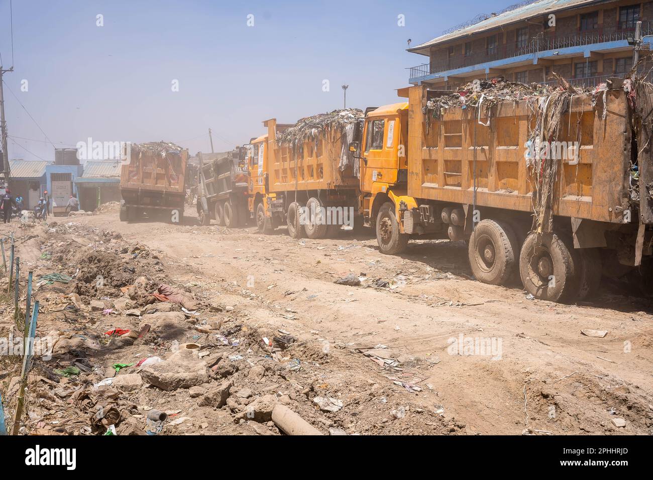 Nairobi, Kenya. 23rd Feb, 2023. Trucks seen transporting waste to ...