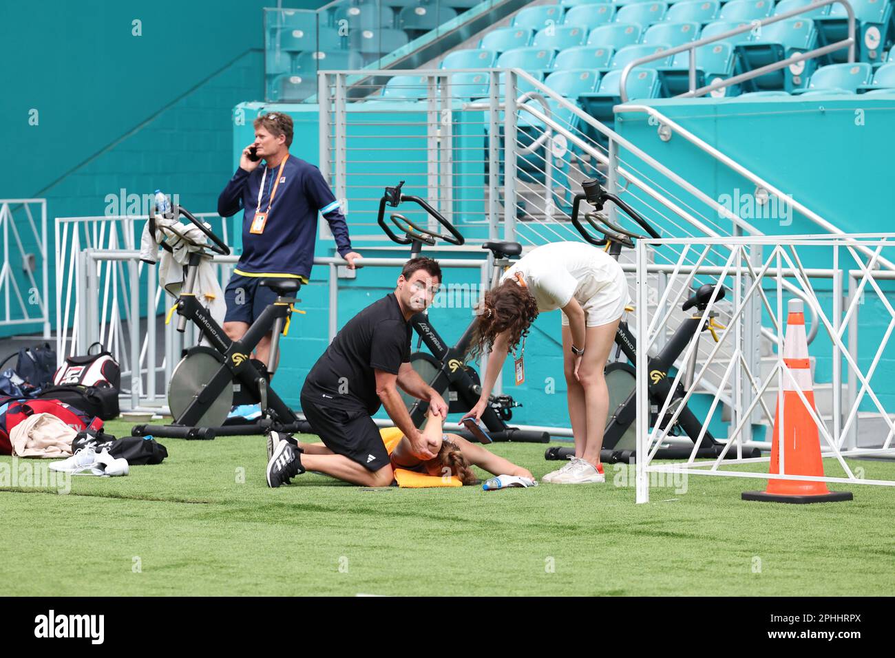 MIAMI GARDENS, FLORIDA - MARCH 27: Elena Rybakina on Day 9 of the Miami ...