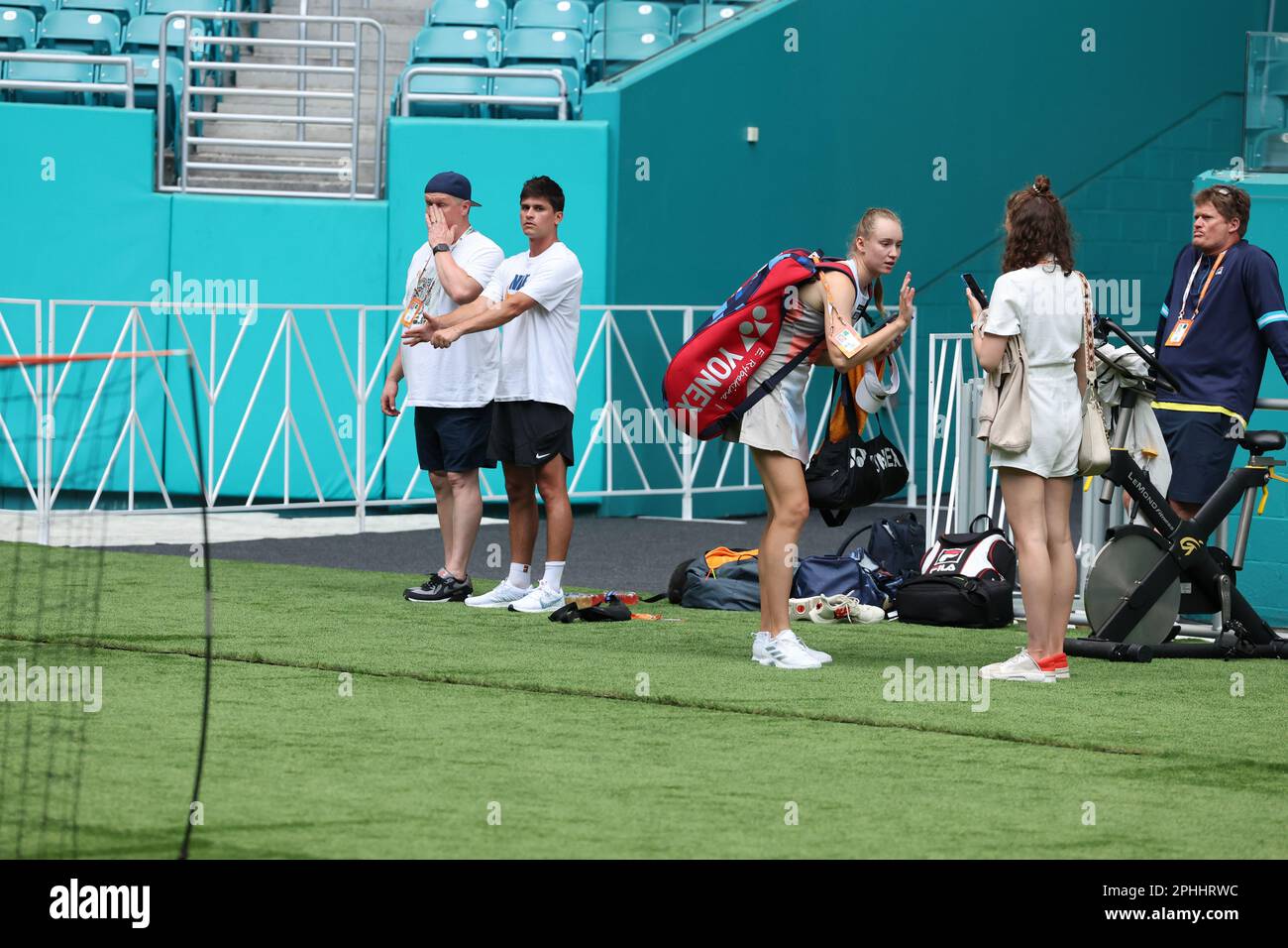 MIAMI GARDENS, FLORIDA - MARCH 27: Elena Rybakina on Day 9 of the Miami ...