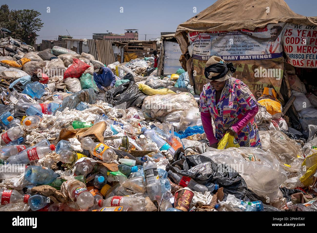 Nairobi, Kenya. 23rd Feb, 2023. People collecting plastic waste from ...