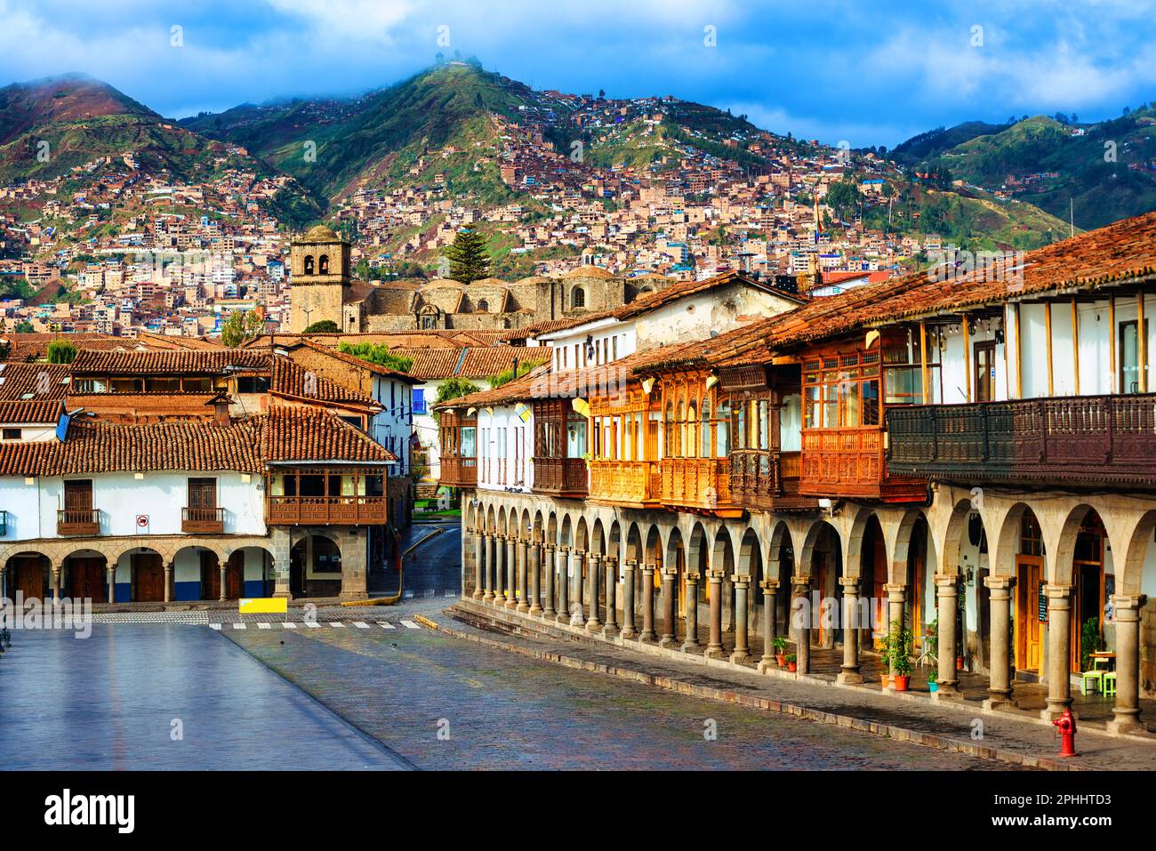 Cusco Old town, Peru, view of the traditional colonial style houses ...