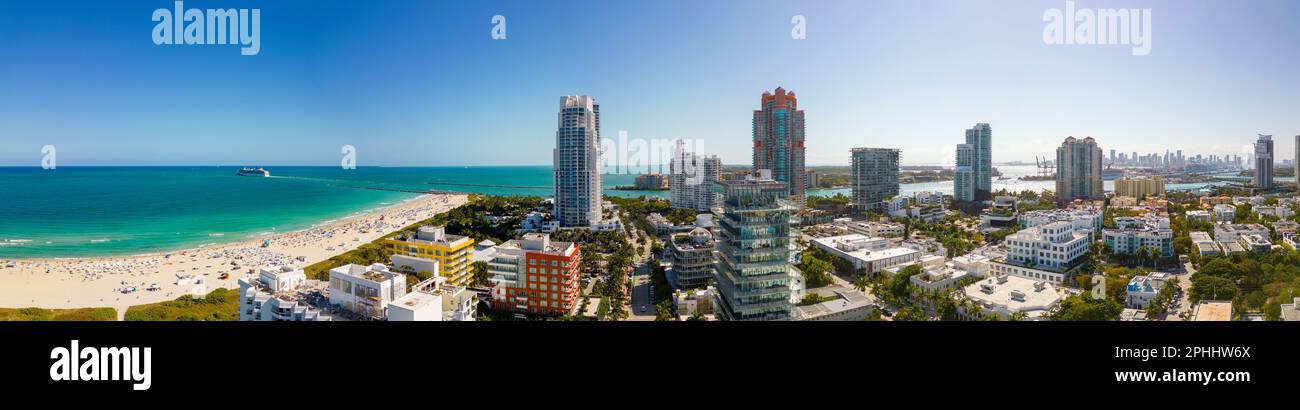 Aerial panorama South Beach Miami FL circa 2023 Stock Photo - Alamy