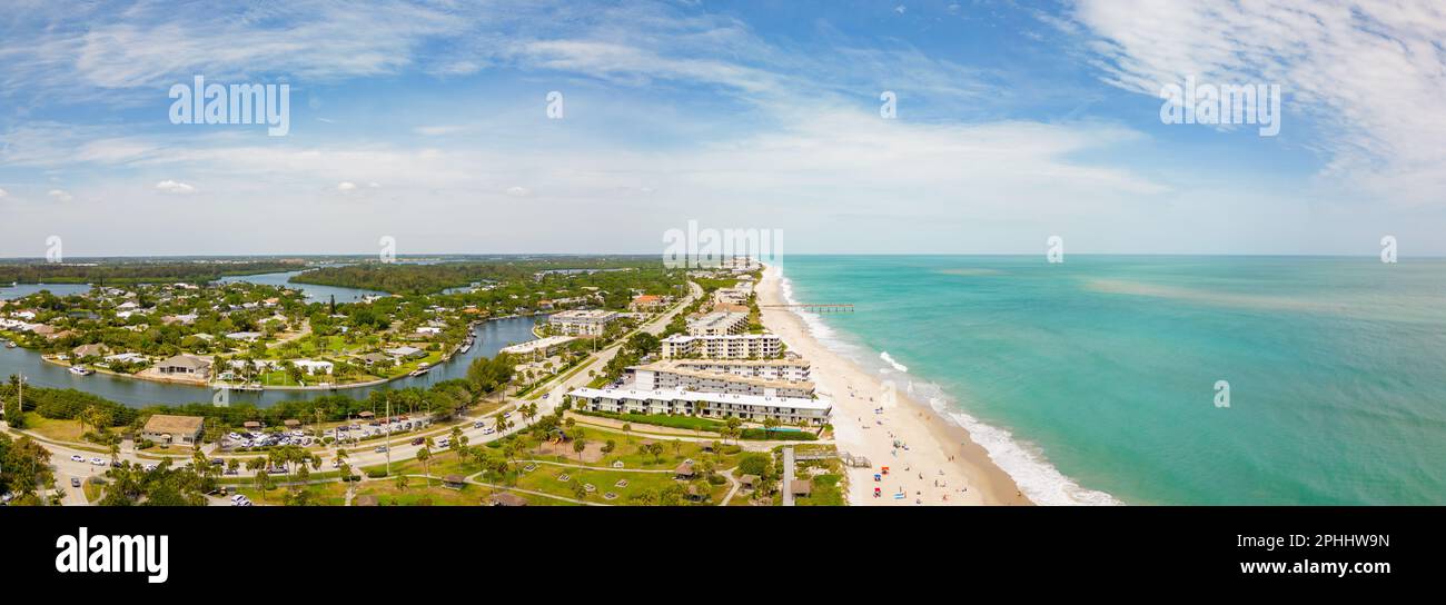 Aerial panorama North Hutchinson Island Vero Beach FL Stock Photo - Alamy