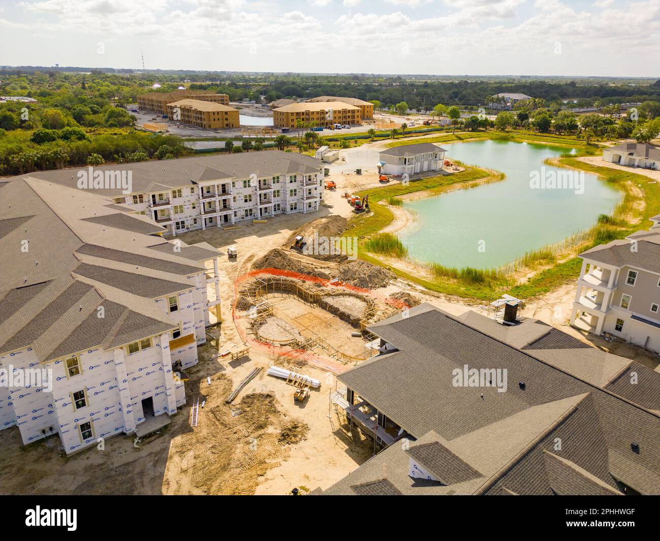Vero Beach, FL, USA - March 19, 2023: Aerial panorama The Griffon Vero ...