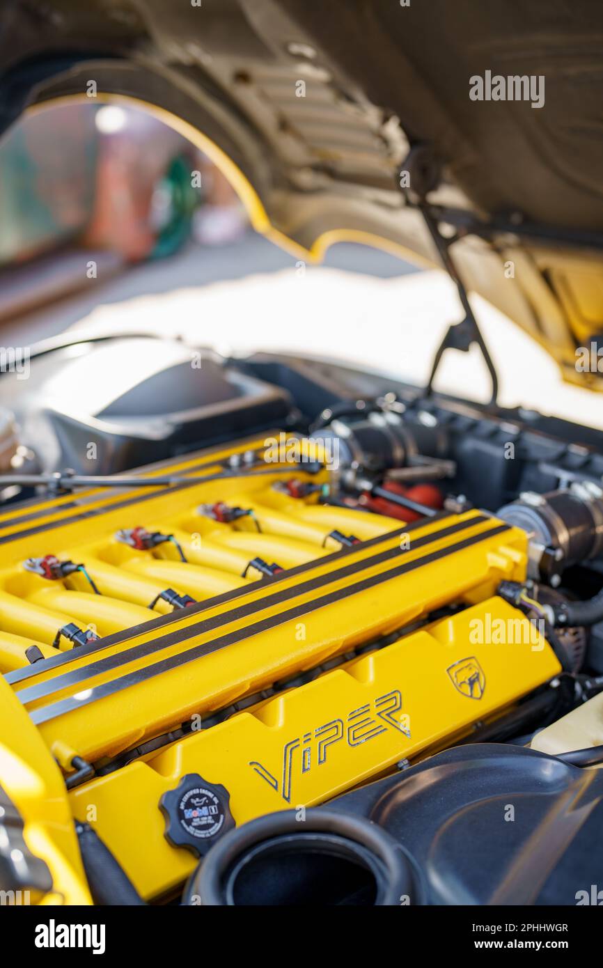 Weston, FL, USA - March 12, 2023: Engine photo of a Dodge Viper high ...