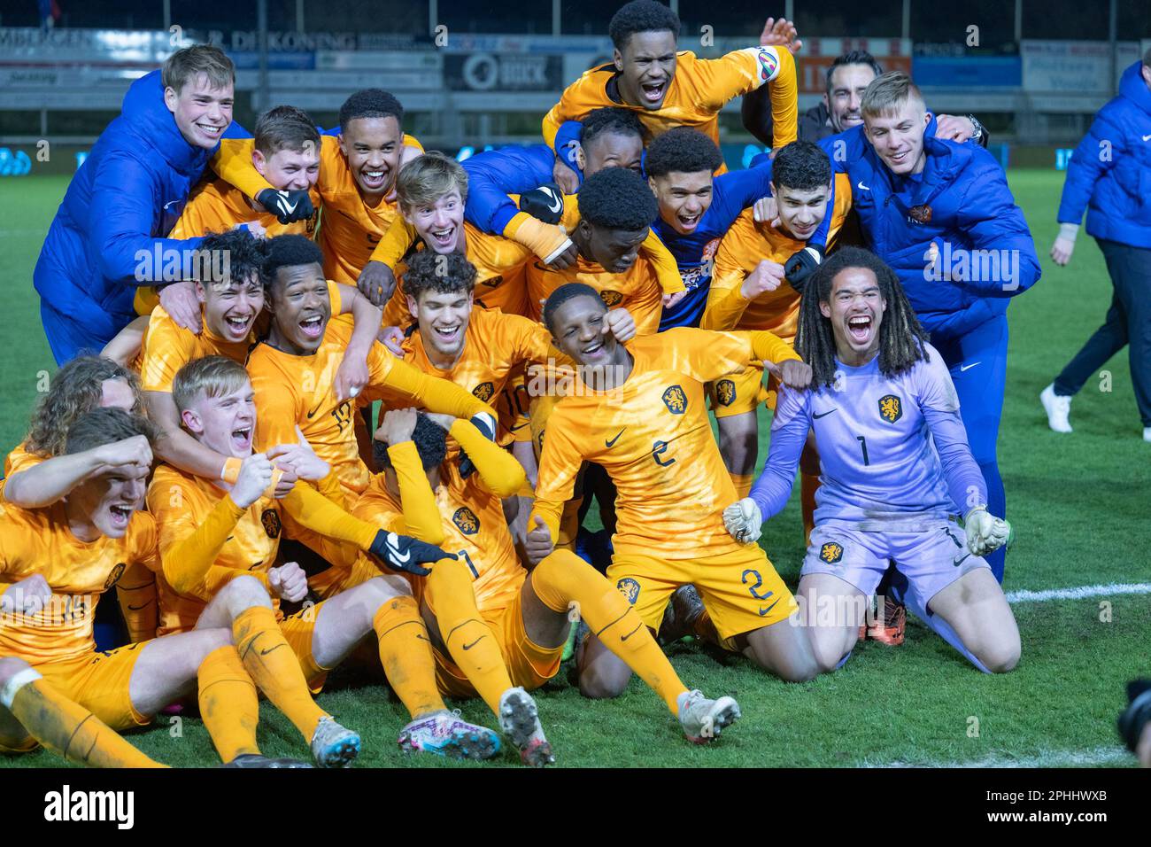 KATWIJK, NETHERLANDS - MARCH 28: The Netherlands U17, Joy after winning the elite round during ...