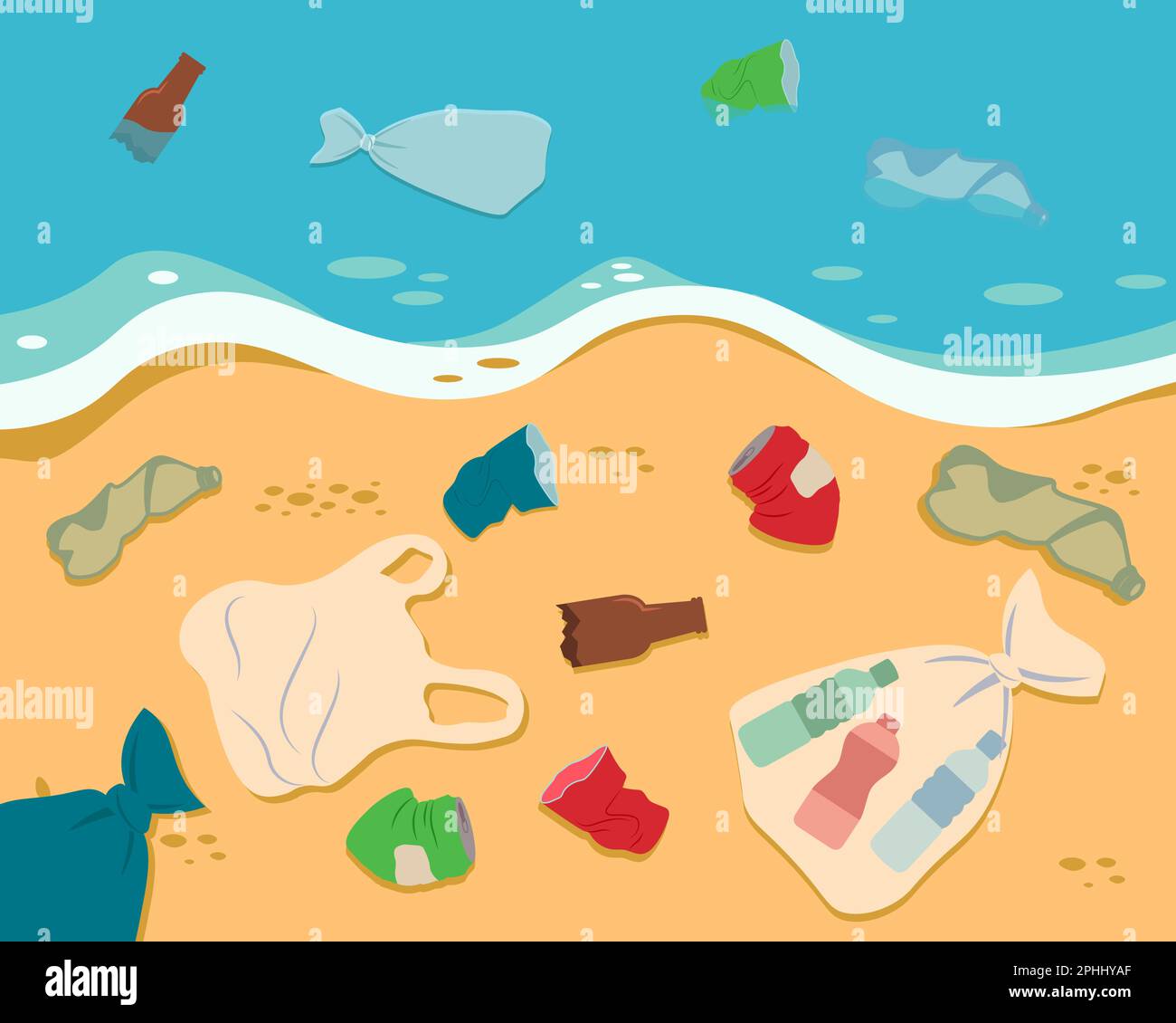 Dirty Sea Shore. Plastic Trash, Rubbish On The Beach. Ecology Problem ...