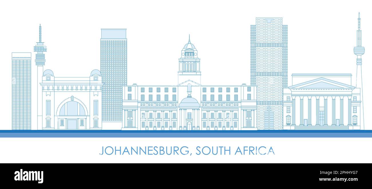 Outline Skyline panorama of city of Johannesburg, South Africa - vector ...