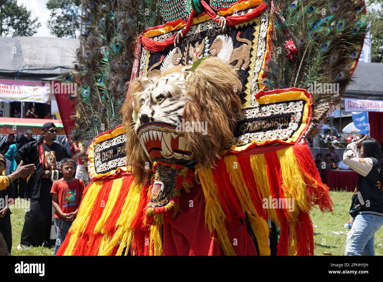 Javanese performing reog dance. Reog is a traditional dance that become ...