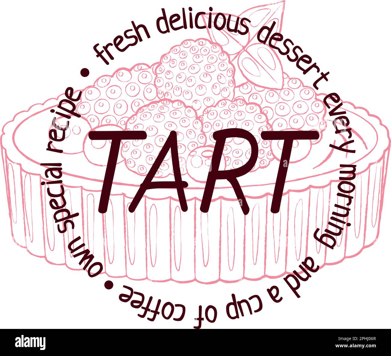 Tart dessert with berries icon. Cartoon vector hand drawn illustration ...