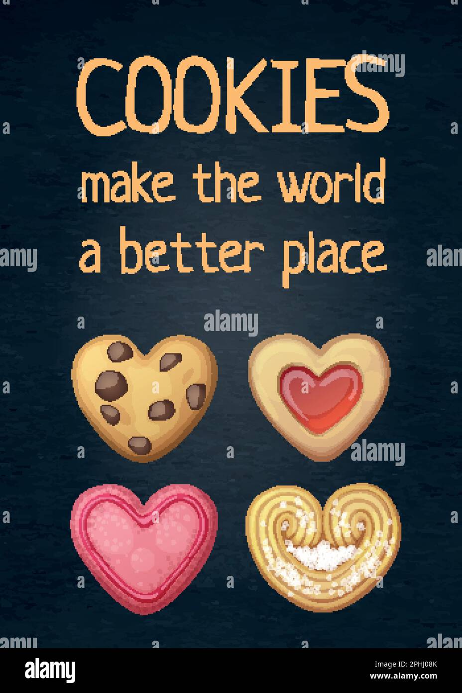 Food quote Cookies make the world a better place. Cartoon vector ...