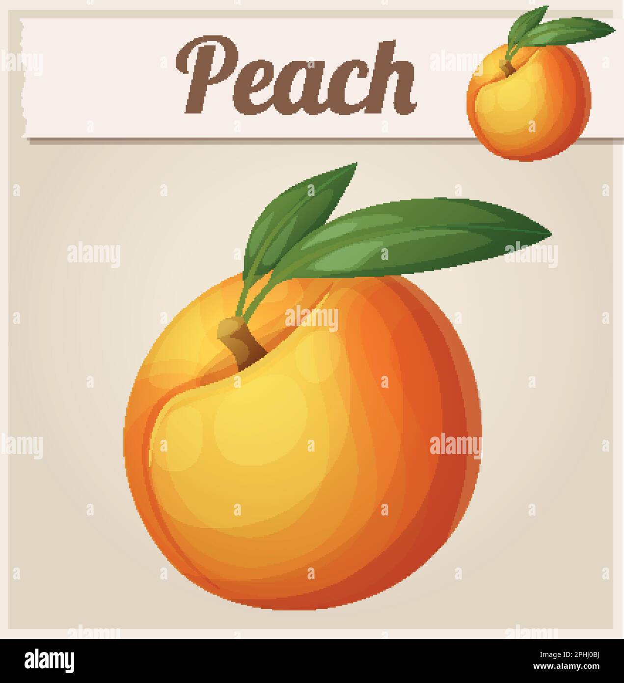 Peach fruit. Cartoon vector icon. Series of food and drink and ...