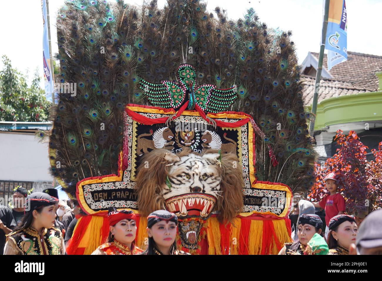 Javanese performing reog dance. Reog is a traditional dance that become ...