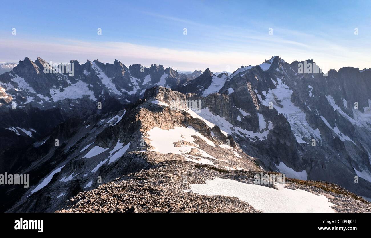 Sunset Illuminates The Picket Range From Luna Peak. North Cascades ...