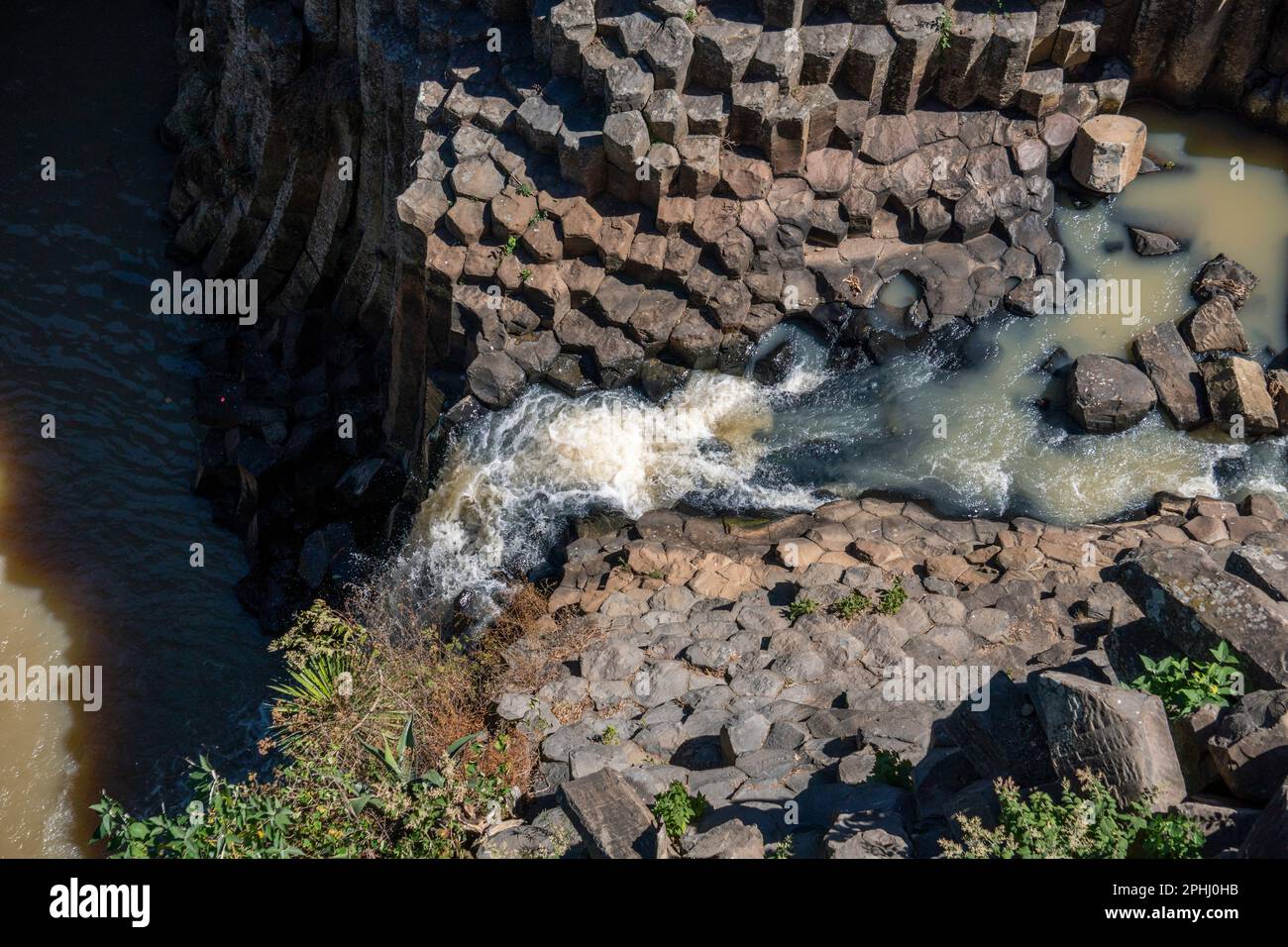 Basaltic Prisms, National Park with Waterfall geometric formations ...