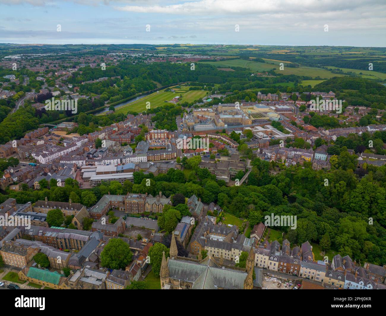 Historic city center of Durham aerial view including Elvet Bridge over ...