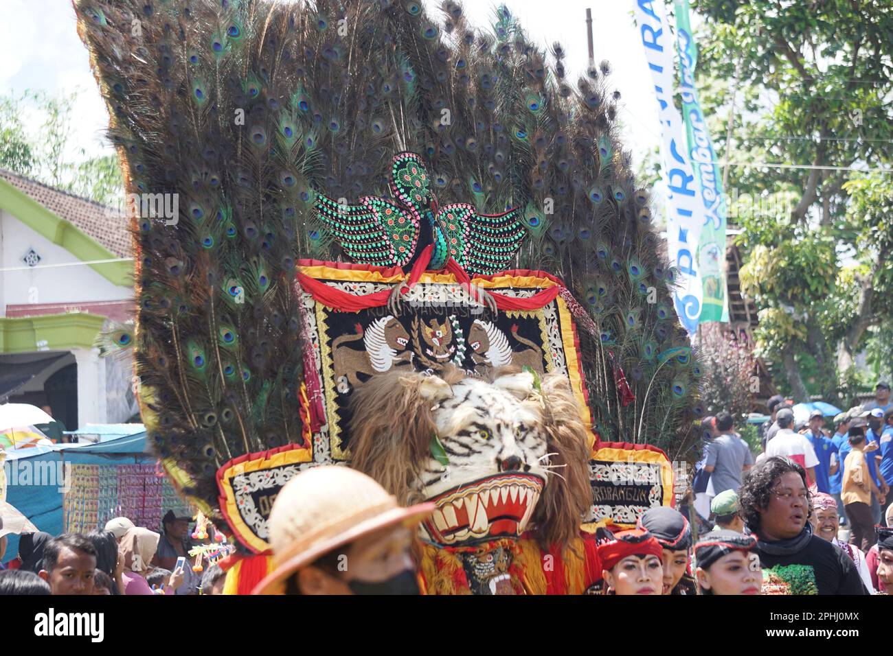 Javanese performing reog dance. Reog is a traditional dance that become ...
