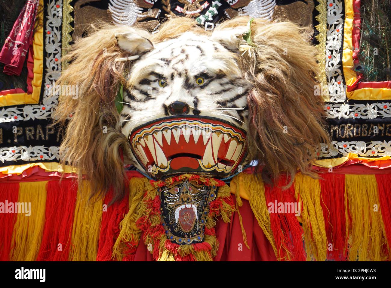 Javanese performing reog dance. Reog is a traditional dance that become ...