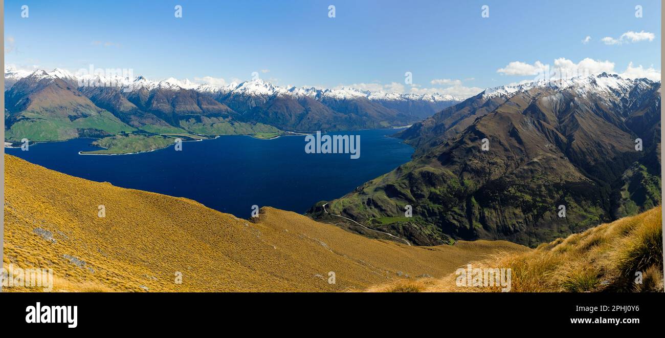 Lake Hawea and The Southern Alps Viewed From Isthmus Peak. Aspiring ...