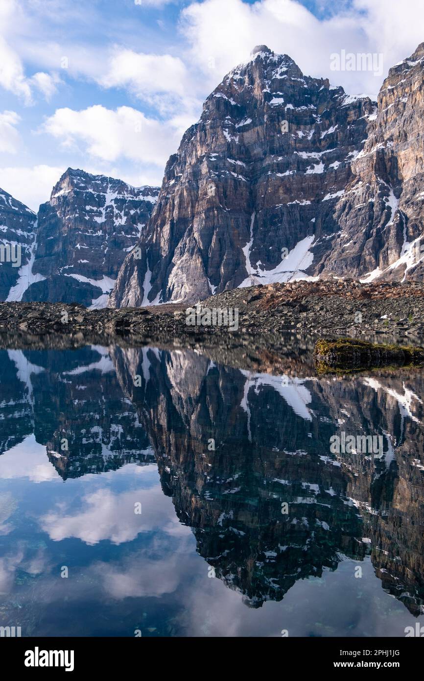 Mt Tuzo is Reflected In The Mirror Waters of Eiffel Lake Near Lake ...