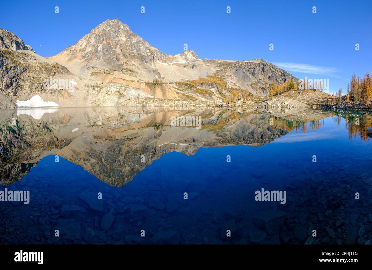 Black Peak Reflected in Wing Lake. North Cascades Washington Stock ...