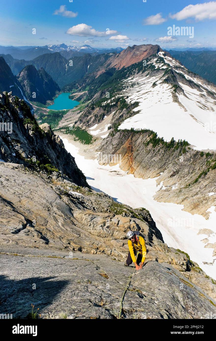 An Adventerous Climber Ascending the North Face of Vesper Peak (Ragged ...