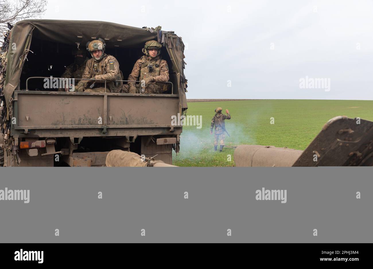 March 21, 2023, Donetsk region, Ukraine: Ukrainian soldiers transport ...
