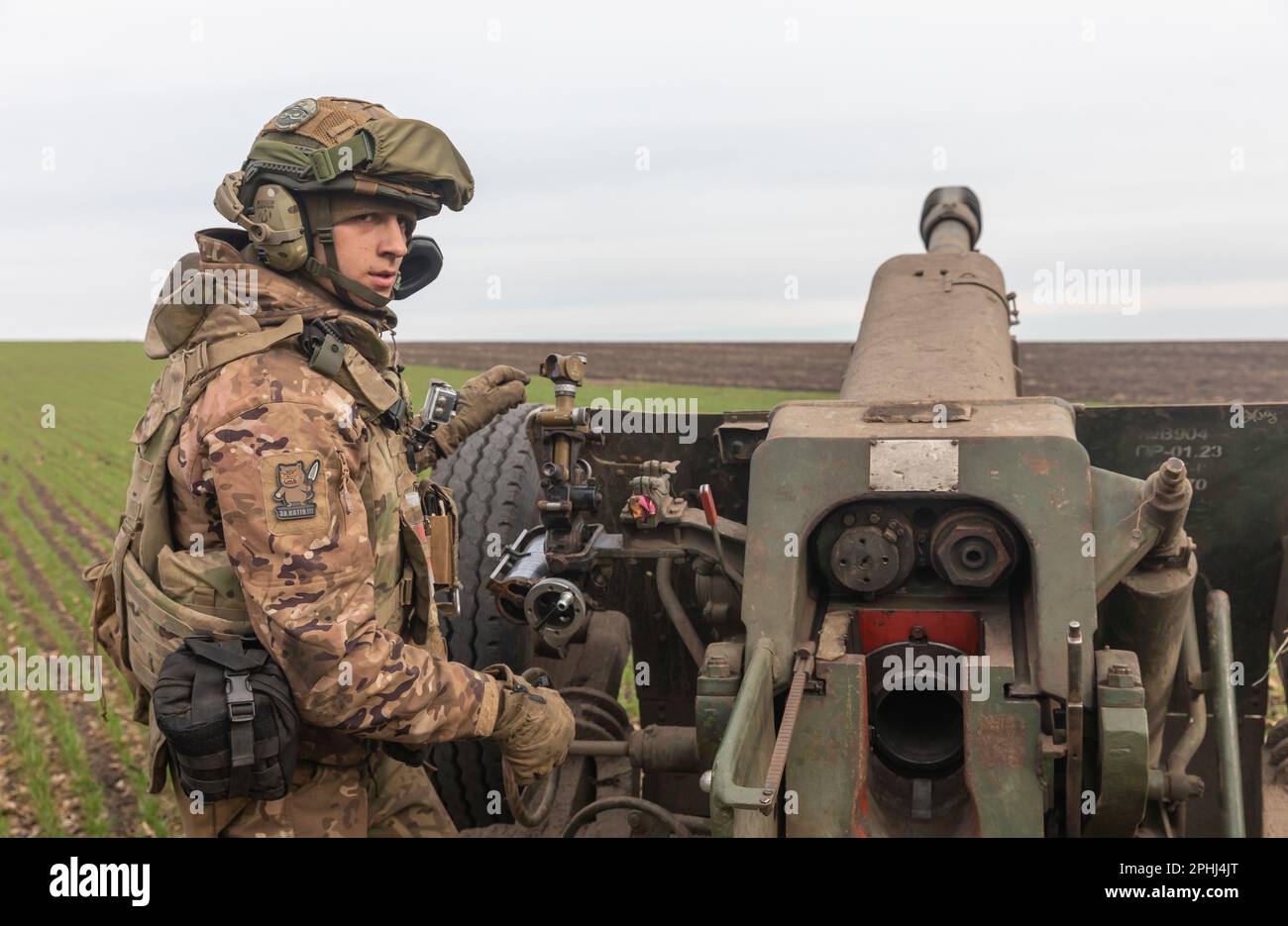 March 21, 2023, Donetsk region, Ukraine: An artillery crew waits for ...