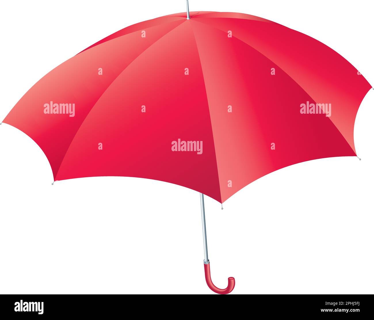 Red open umbrella, photorealistic traditional shape is isolated on ...