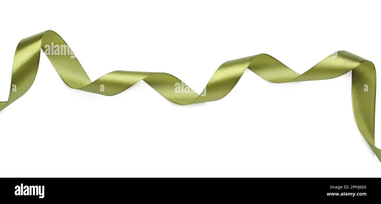 Beautiful olive ribbon isolated on white. Festive decor Stock Photo - Alamy