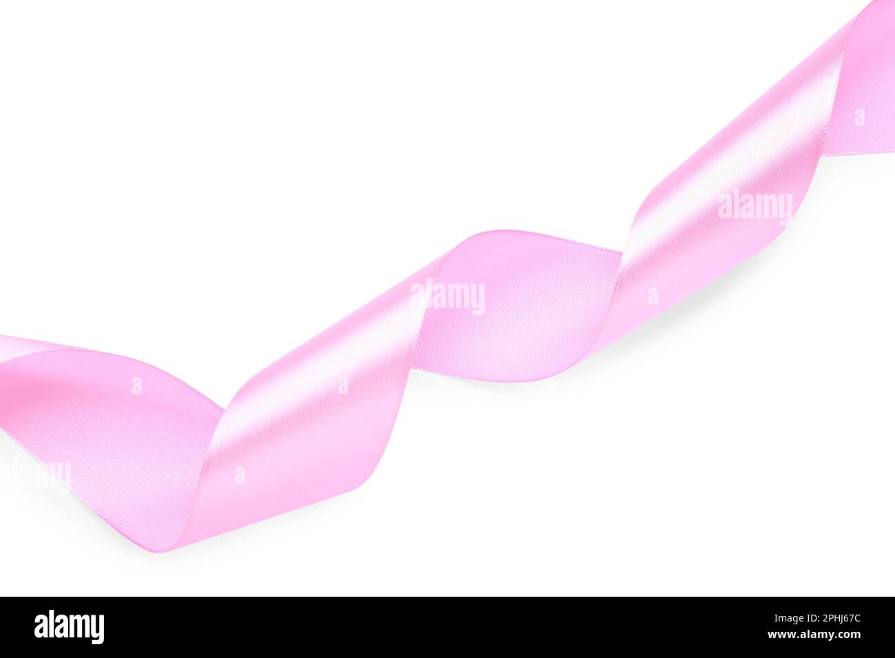 Beautiful pink ribbon isolated on white, top view Stock Photo - Alamy