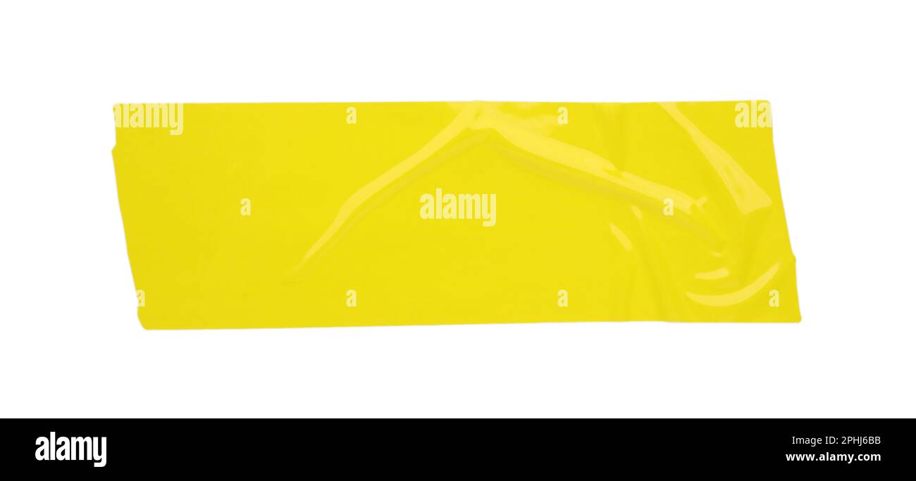 Piece of yellow adhesive tape isolated on white, top view Stock Photo ...