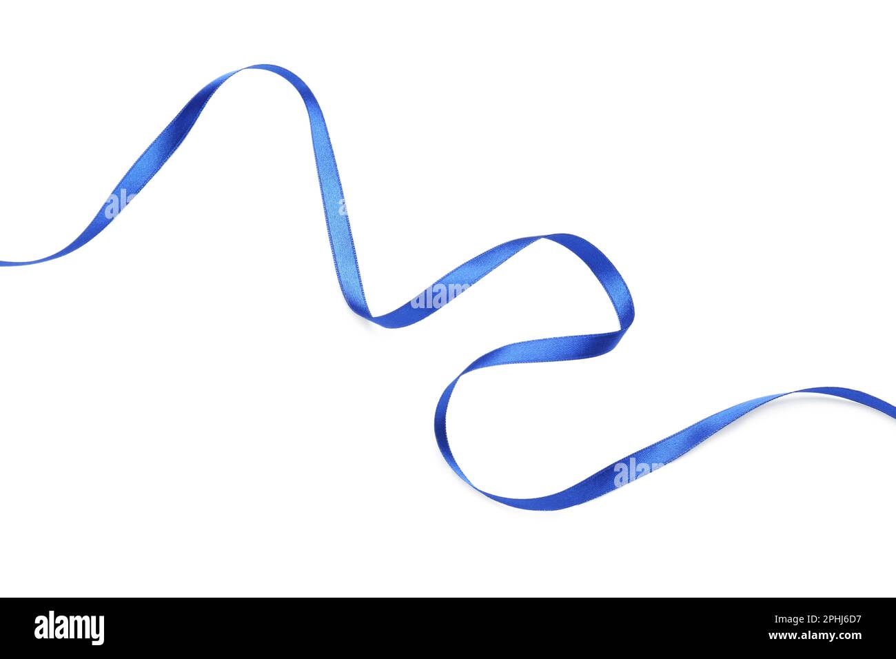 Beautiful blue ribbon isolated on white, top view Stock Photo - Alamy