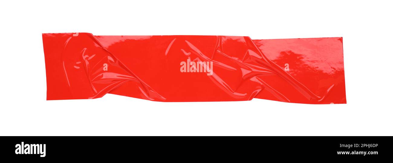 Piece of red adhesive tape isolated on white, top view Stock Photo - Alamy