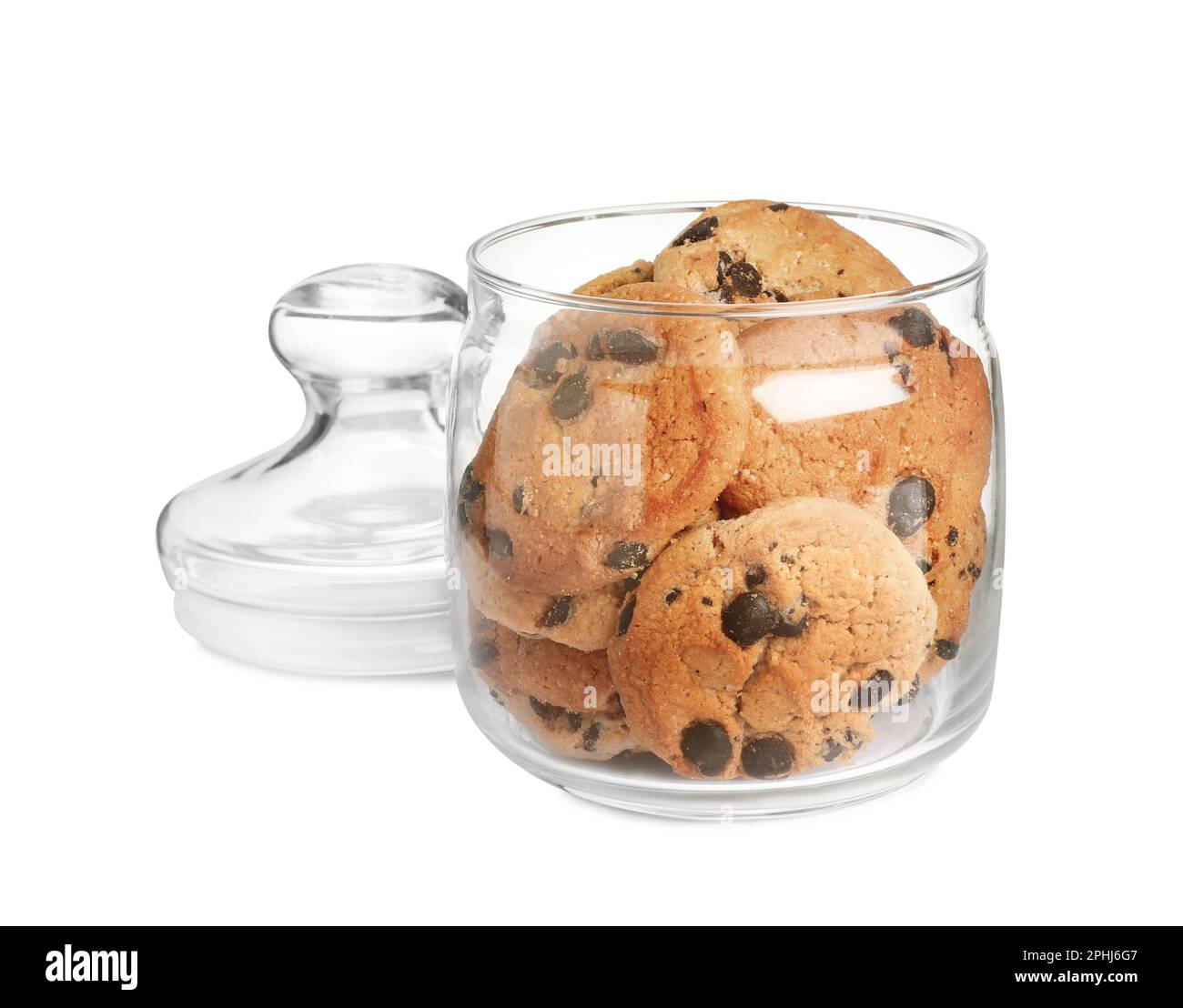 Jar of chocolate chip cookies on white background Stock Photo - Alamy