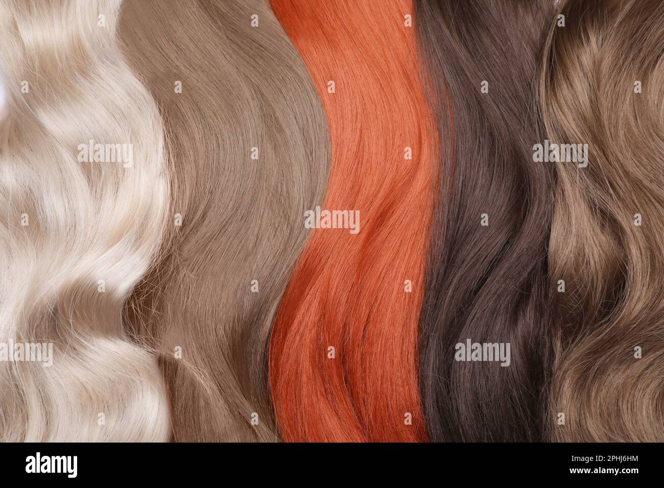 Strands of different hair as background, top view Stock Photo - Alamy