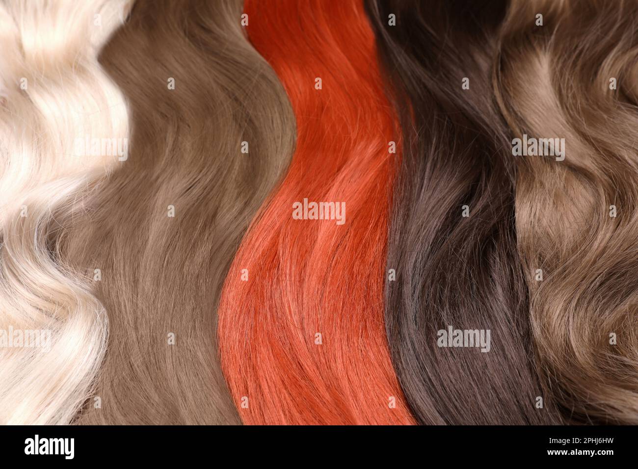 Strands of different hair as background, top view Stock Photo - Alamy
