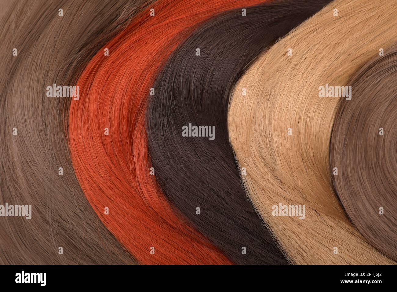 Strands of different hair as background, top view Stock Photo - Alamy