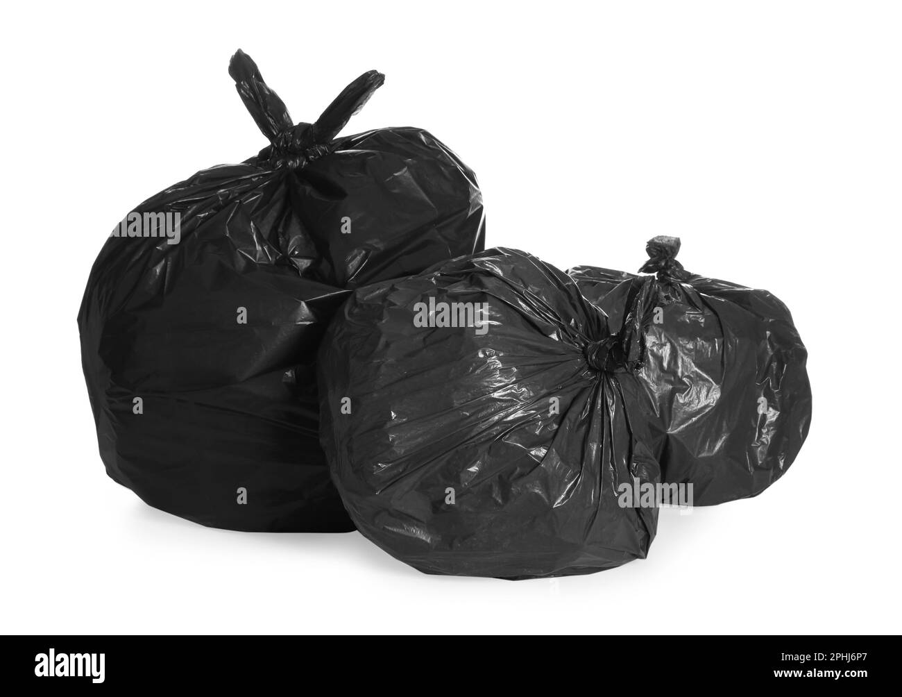 Black plastic bags filled with garbage Black and White Stock Photos ...