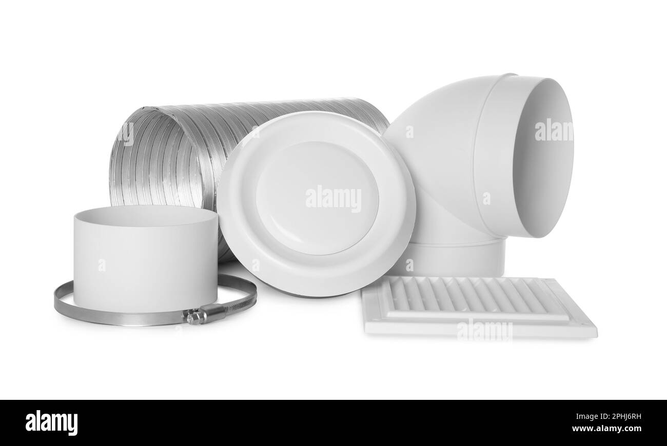 Parts of home ventilation system isolated on white Stock Photo - Alamy