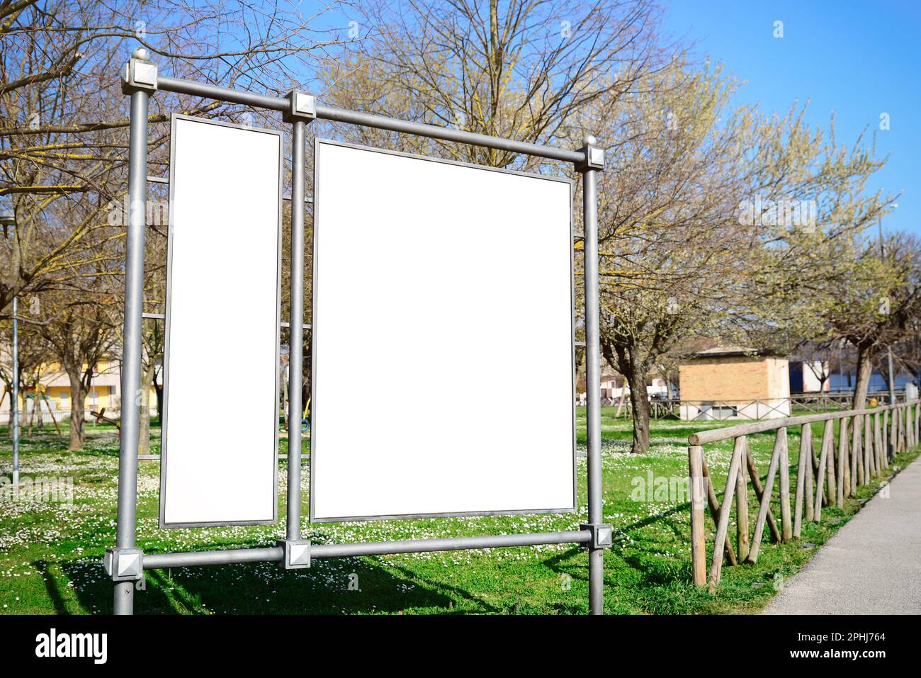 Blank advertising board on city street. Mockup for design Stock Photo ...