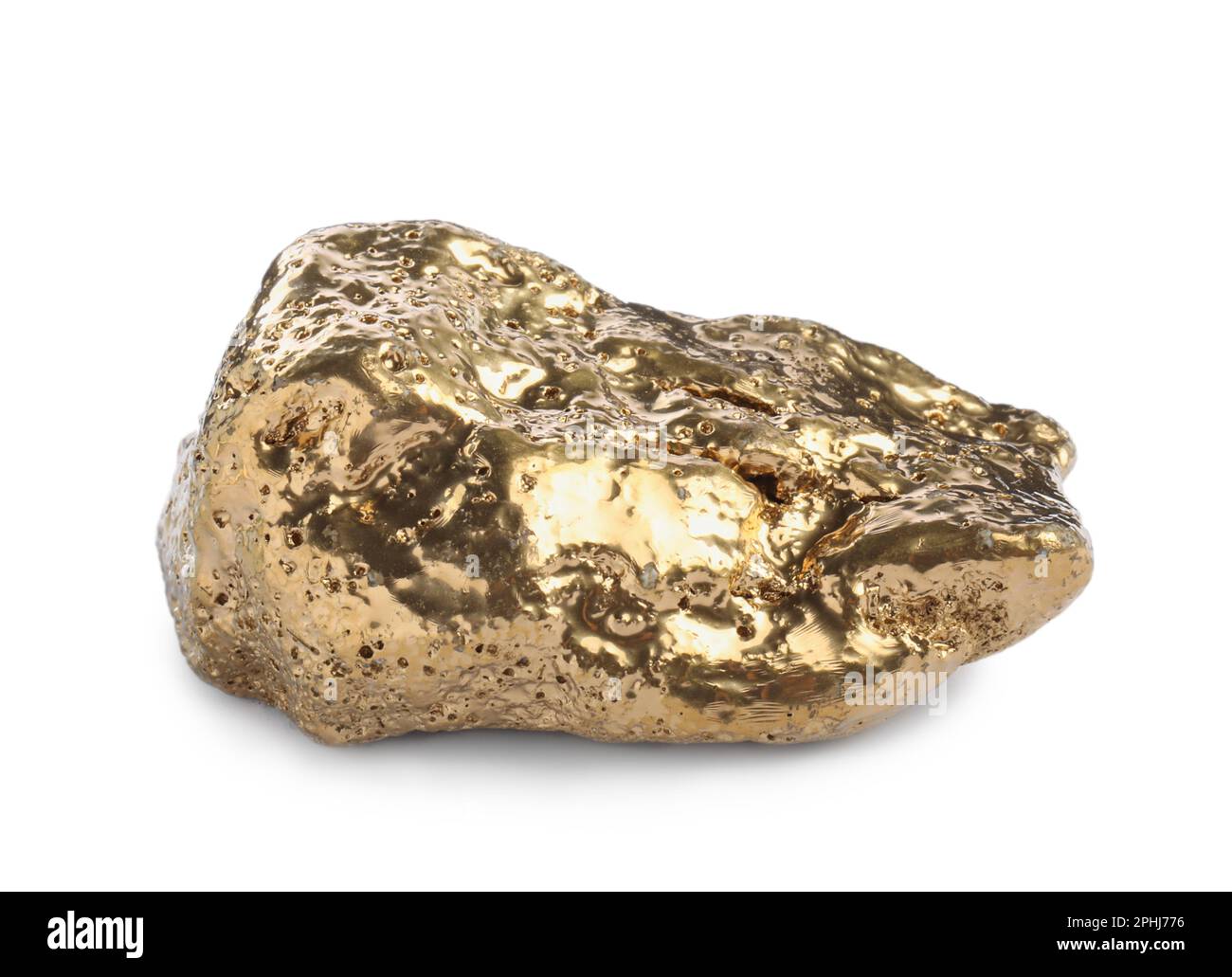 One beautiful gold nugget isolated on white Stock Photo - Alamy