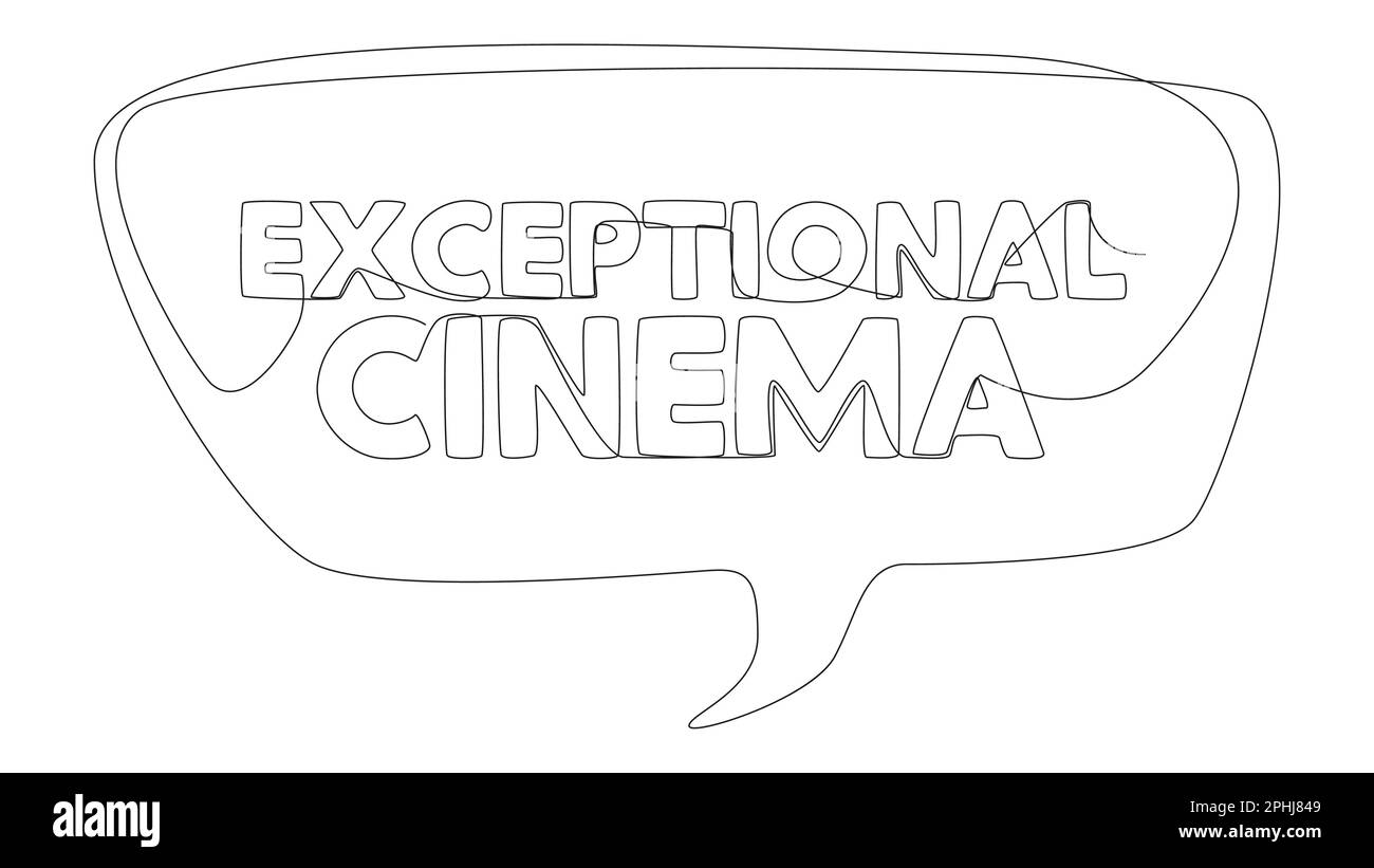 One Continuous Line Of Speech Bubble With Exceptional Cinema Text Thin Line Illustration Vector